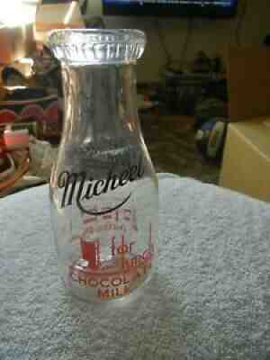 Vintage Micheel Dairy Pint Chocolate Milk Bottle From Davenport Iowa ...
