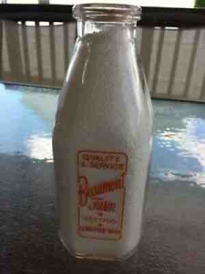 Milk Bottle Beaumont Farm Wallingford Conn Square Quart. - Sold for $10 ...