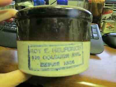 Detroit, Mich. Roy E. Helferich 2-tone Butter Crock Burley & Winter ...