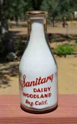 Sanitary Dairy Woodland California Quart Milk Bottle Red Pyroglazed ...