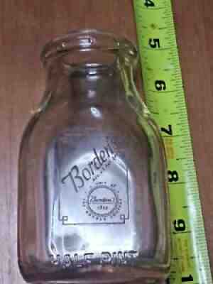 Vintage Borden's Half Pint 5 Inch Glass Milk Bottle Free Shipping