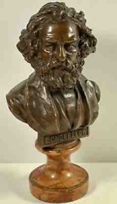 ANTIQUE 1897 BRONZE BUST ON MARBLE HENRY WADSWORTH LONGFELLOW AC ...