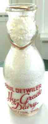 Paul Detwiler Hy-Grade Dairy Cop The Cream Qt Milk Bottle Bluffton Ohio ...