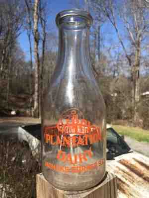 Vintage Milk Glass Quart Bottle Gippy Plantation Dairy Moncks Corner, S ...