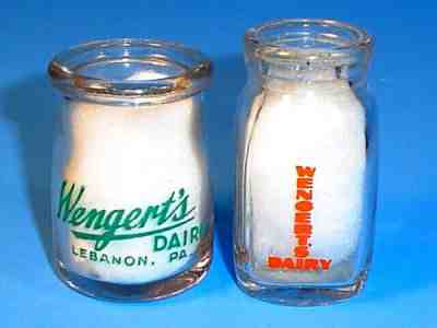 2 VINTAGE WENGERT'S DAIRY LEBANON PA GLASS CREAMER CREAM BOTTLE~MILK ...
