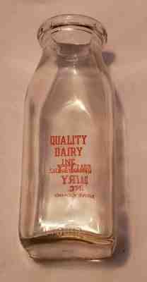 Quality Dairy Pint Orange Enamel Letter Milk Bottle Sidney, Ohio OH ...