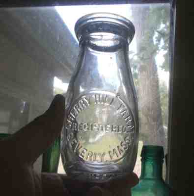 BEVERLY, MASS 1902 DATED CHERRY HILL FARM RARE EARLY 1/2 PINT MILK ...