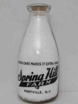 SRPQ Milk Bottle Spring Hill Farm Dairy Portville NY CATTARAUGUS COUNTY ...