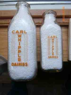CARL WHIPPLE DAIRIES WRENTHAM,MASS. SQUARE QT. & PINT ORANGE PYRO ...