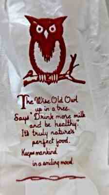 O'CONNELL'S DAIRY 1 QUART WISE OLD OWL RED PYRO MILK BOTTLE ...