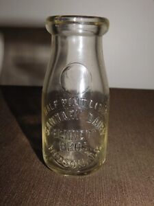 VINTAGE HALF PINT GLASS MILK BOTTLE SANITARY DAIRY BENNETT BROS HUDSON NY