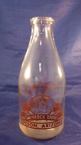 Vintage Shamrock Dairy Milk Bottle Tucson Arizona Half Gallon - Sold ...