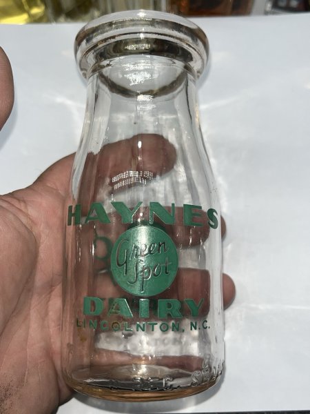 RARE Half Pint Haynes Green Spot Dairy 3c Deposit Lincolnton, NC Milk ...