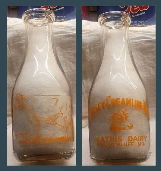 MATHIS DAIRY JERSEY CREAMLINE POPLAR BLUFF MISSOURI QUART MILK FULL COW ...
