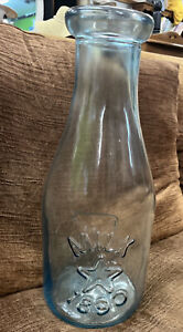 Vintage Huge Glass 1890 Star Milk Bottle w/ Cow 18" tall Display Piece ...
