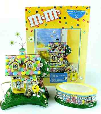 2004 Department 56 M&Ms BRAND Ceramic LIGHTED EASTER BUNNY HOUSE With ...