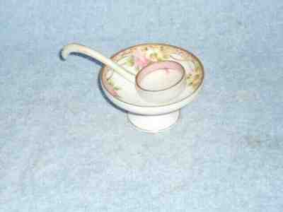 Nippon Porcelain Sauce Condiment footed Bowl and ladle, Hand Painted ...