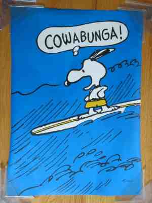Vintage 1971 Peanuts SNOOPY "COWABUNGA" by SCHULZ Springbok Edition ...