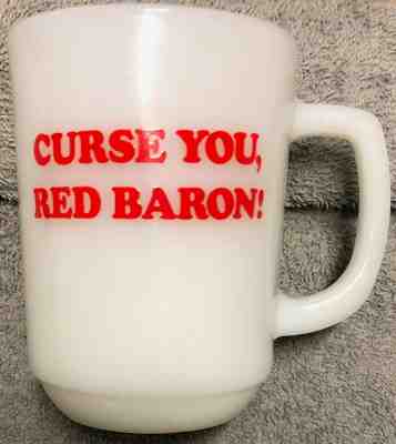 Vintage Snoopy-Curse You Red Baron Mug 1965 Peanuts ANCHOR HOCKING-FIRE ...