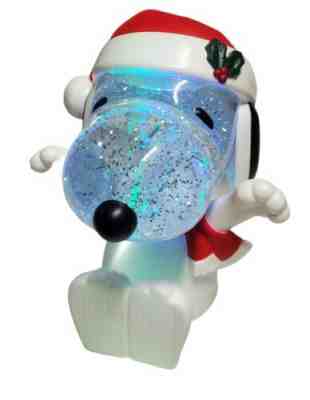 New Peanuts Christmas Snoopy Glitter Spinner LED Lights 8.5" Snowglobe ...