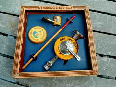 vintage Popeye The Sailor Jitterbug One Man Band 3 pc Tin Toy w Box 30s ...
