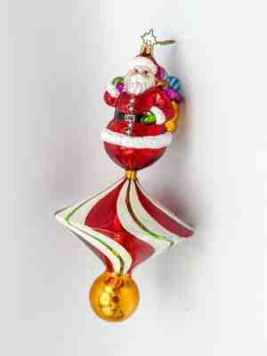 Radko 2004 Mint Swirl Santa red and white twist drop ornament, #1011320 ...