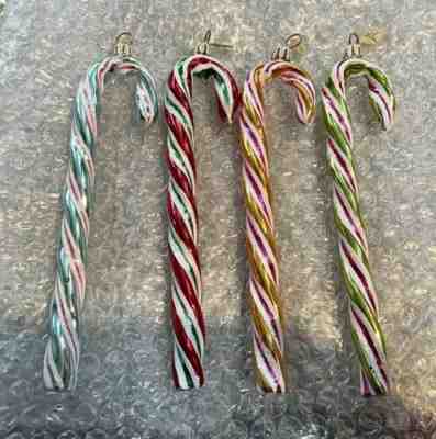 Christopher Radko Set Of Four Minty Twirls Glass Ornaments Candy Canes ...