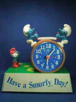 Vintage 1980's Peyo Official Talking Smurf Alarm Clock W/ Original Box ...