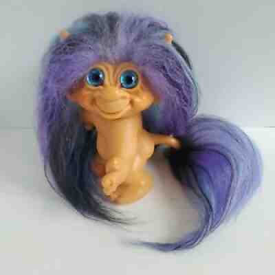 1965 Dam Things Est. Tailed Troll Doll Blue Purple Black Mohair Eyes ...